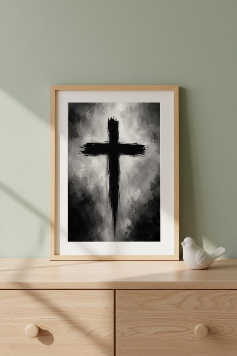 Abstract Cross Wall Art | Brush Stroke Canvas Print (digital Download ...