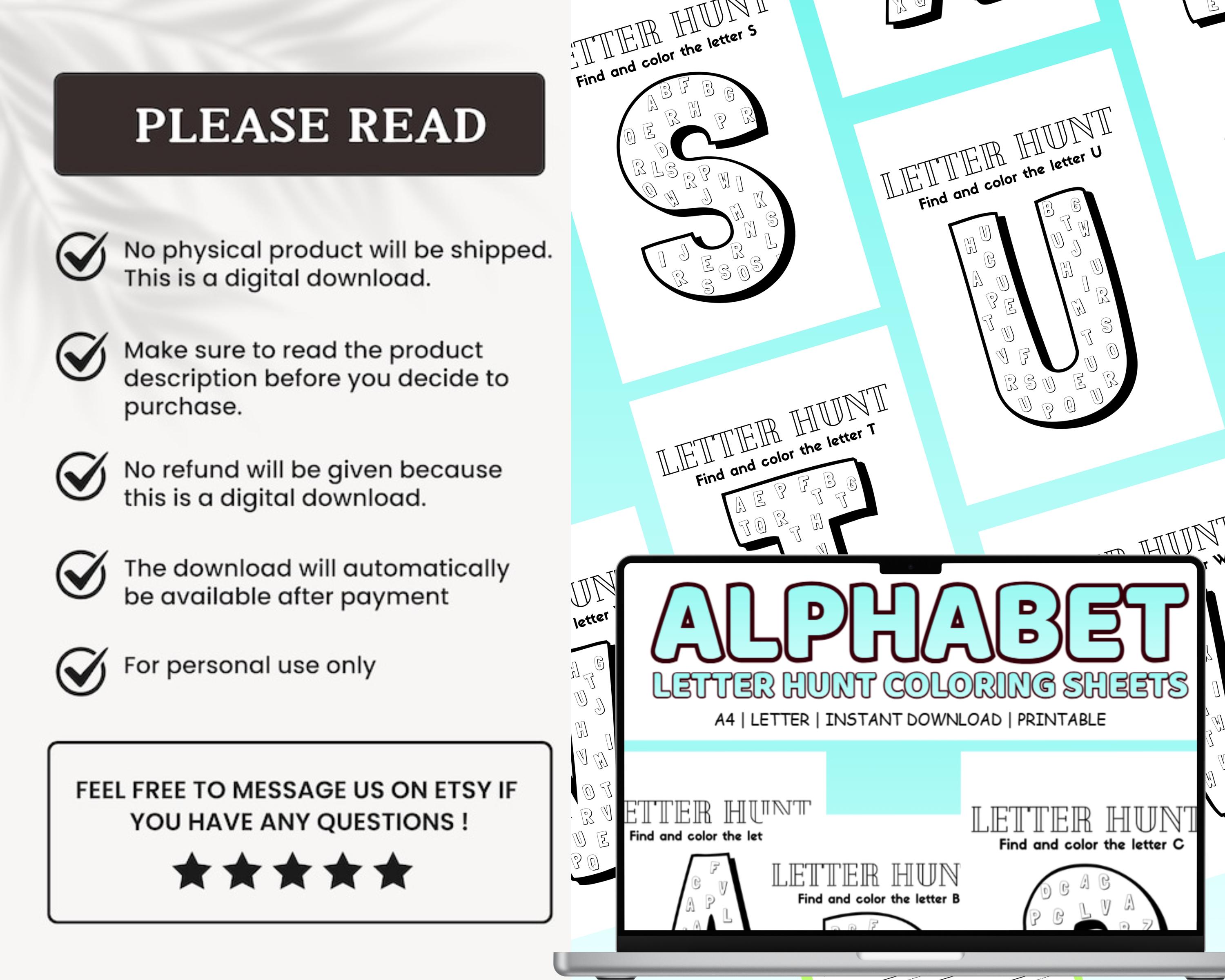 Printable Letter Hunt Coloring Pages for Kids Alphabet Recognition ...