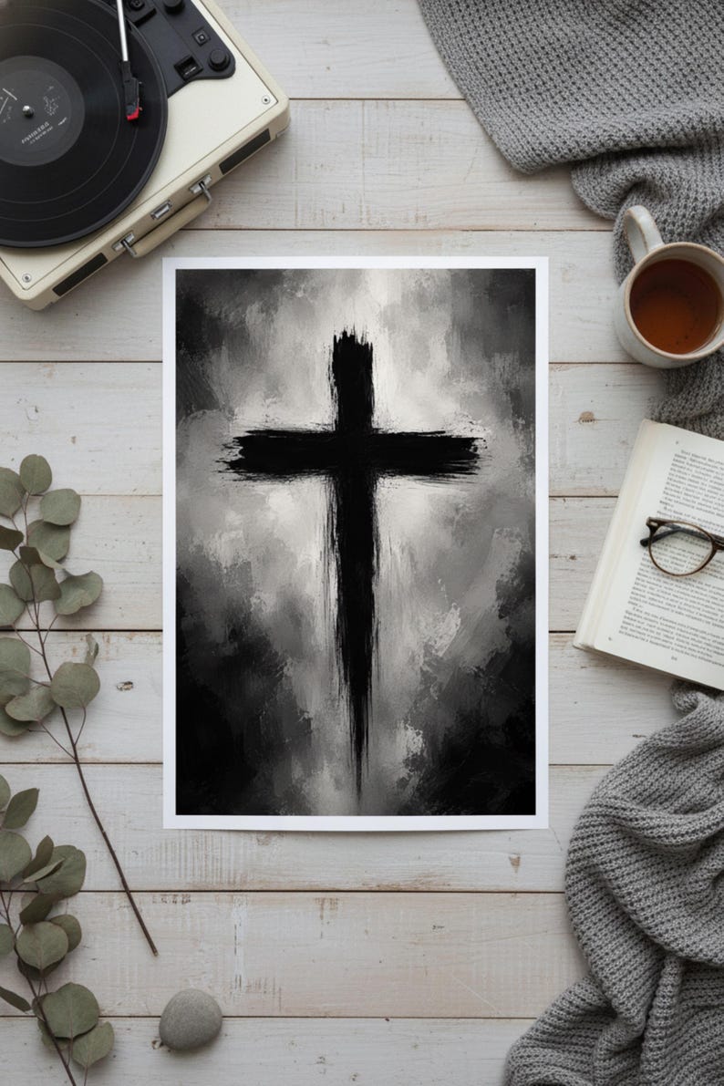 Abstract Cross Wall Art | Brush Stroke Canvas Print (digital Download ...