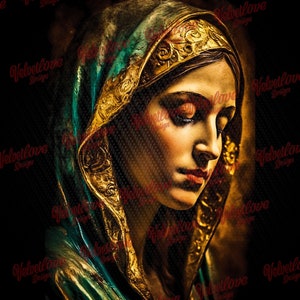 Virgen Maria PNG for dtg or dtf. 13X19 in, HALFTONE only black shirt ...