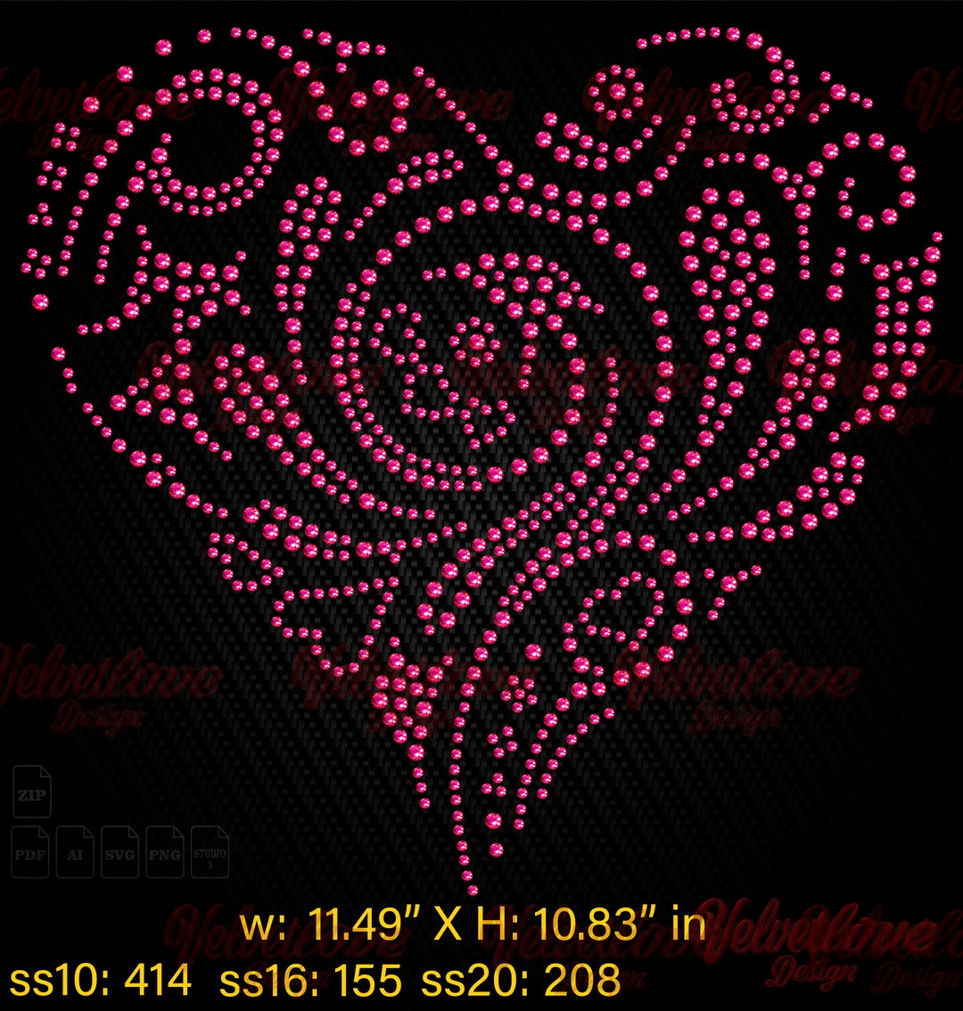 Herz Strass Vorlage SVG,PDF,PNG,Ai,Svg,Studio3 Cameo, Nicht Cricut ...