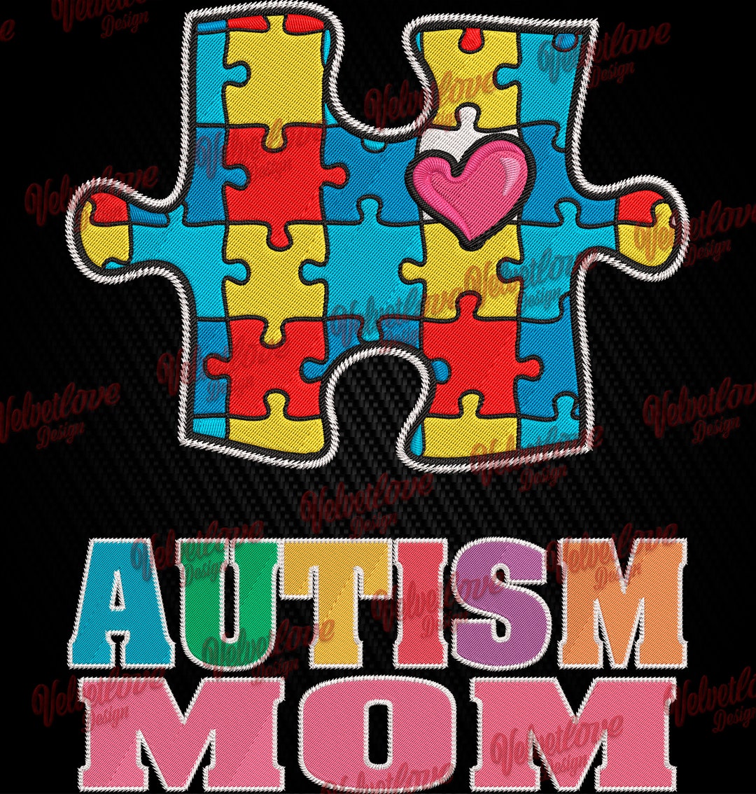 Autism Mom Embroidery Effect PNG for Dtf Dtg Sublimation - Etsy
