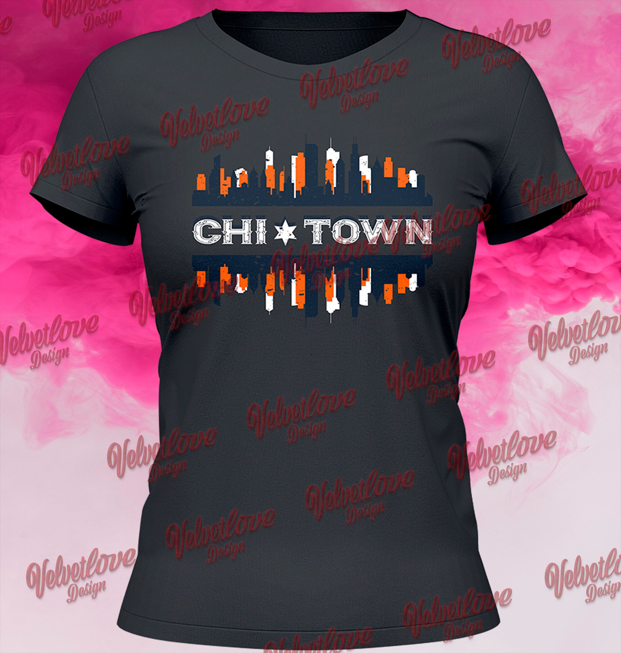 Chitown Skyline Navy Blue PNG for Dtg or Dtf. - Etsy
