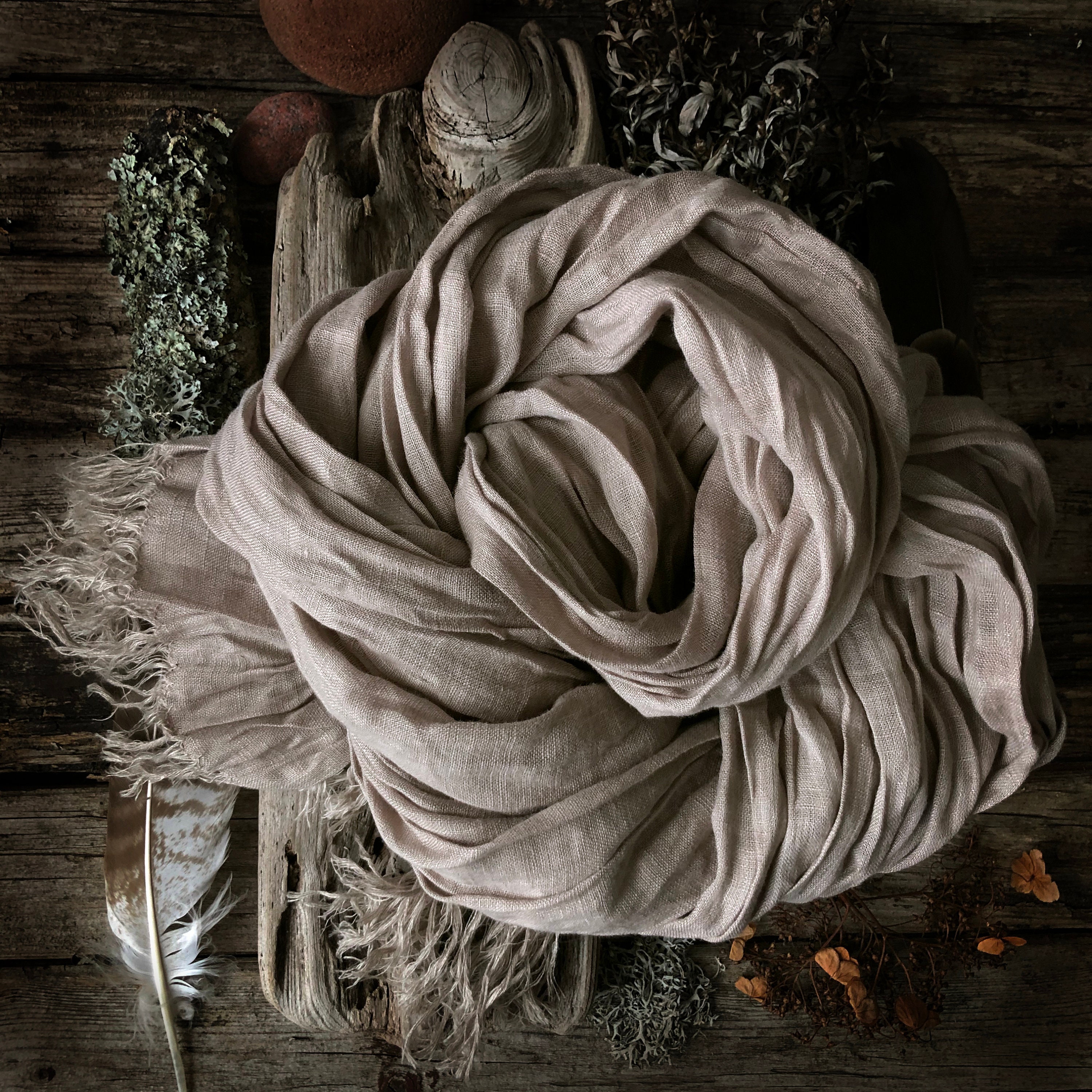 Soft Beige, Light Taupe Scarf, 100% Natural Linen Long Washed Gauzy ...