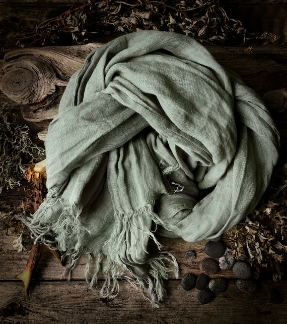 Natural linen scarf store