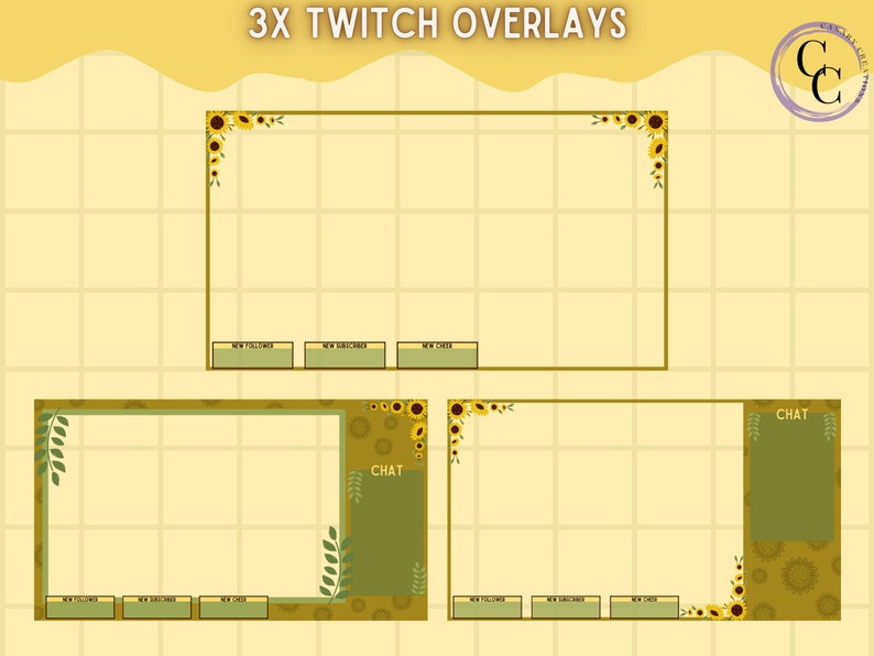 Sunflower Stream Overlay Pack - Animated Stream Scenes, Twitch Overlays ...