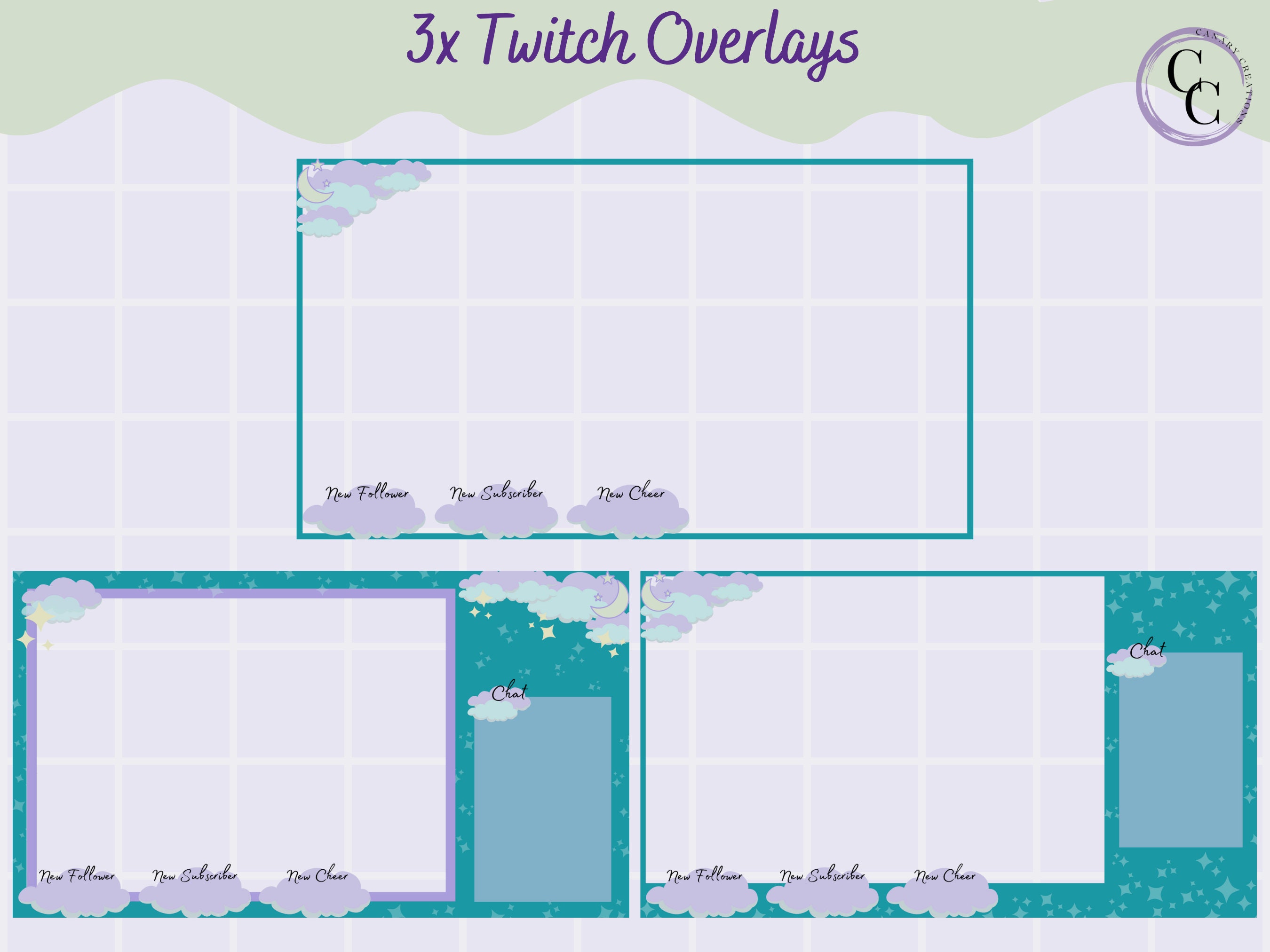 Pastel Clouds Stream Overlay Pack - Animated Stream Scenes, Twitch ...