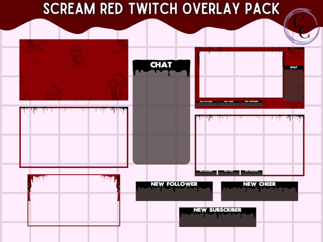 Scream Red and Black Stream Overlay Pack - Animated Stream Scenes ...