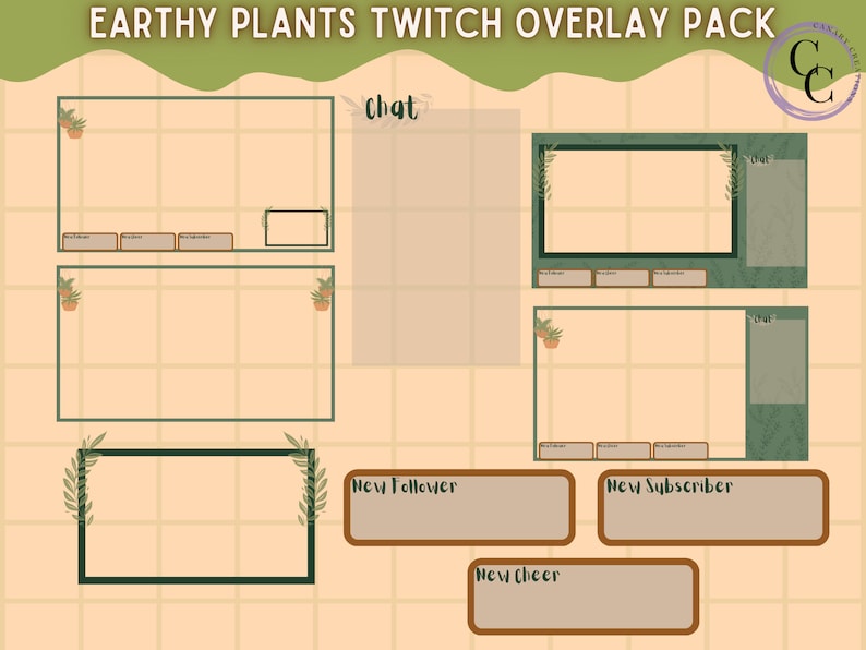 Earthy Plants Stream Overlay Pack - Animated Stream Scenes, Twitch ...