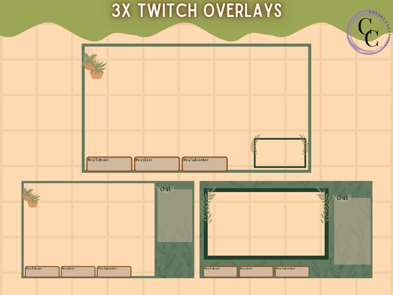 Earthy Plants Stream Overlay Pack - Animated Stream Scenes, Twitch ...