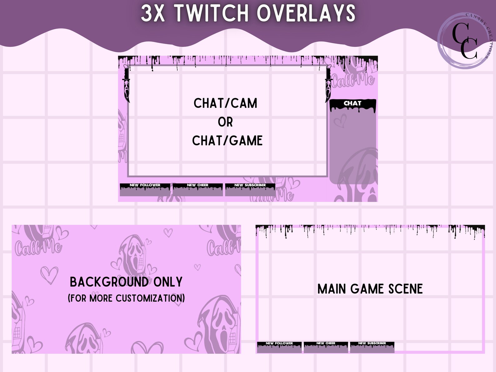 Scream Pink Stream Overlay Pack Animated Stream Scenes, Twitch Overlays ...