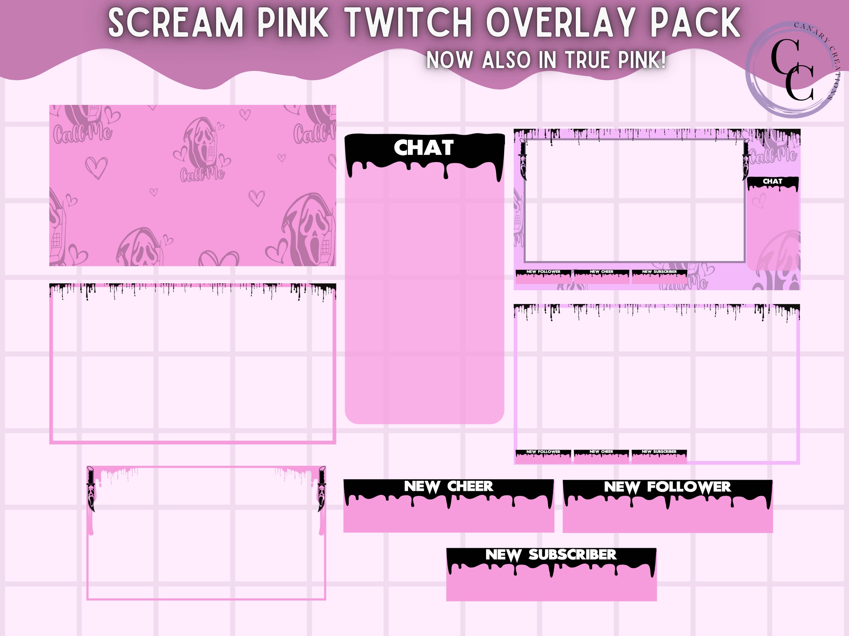 Scream Pink Stream Overlay Pack - Animated Stream Scenes, Twitch ...
