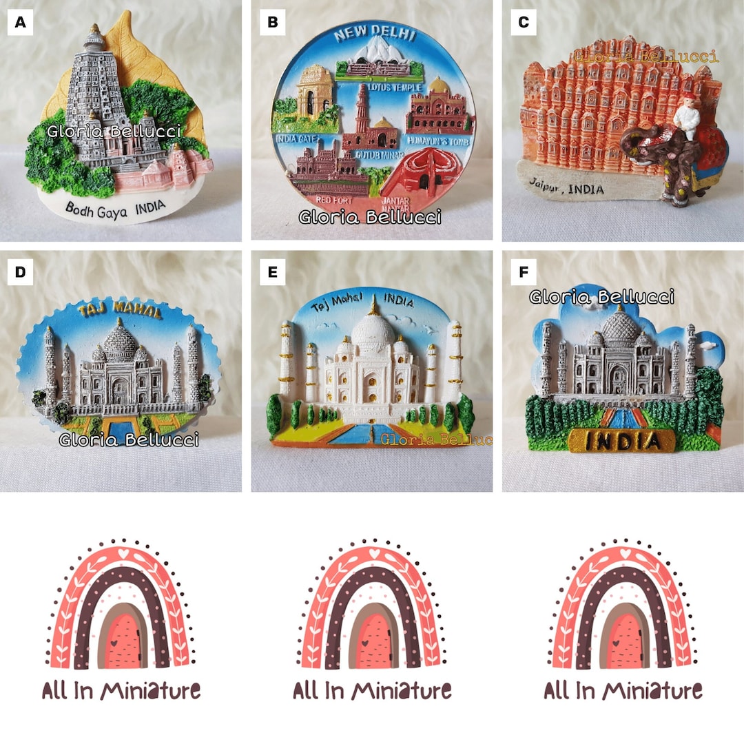 Fridge Magnet India, Jaipur, Bodh Gaya Landmark Icon Taj Mahal, 3D ...