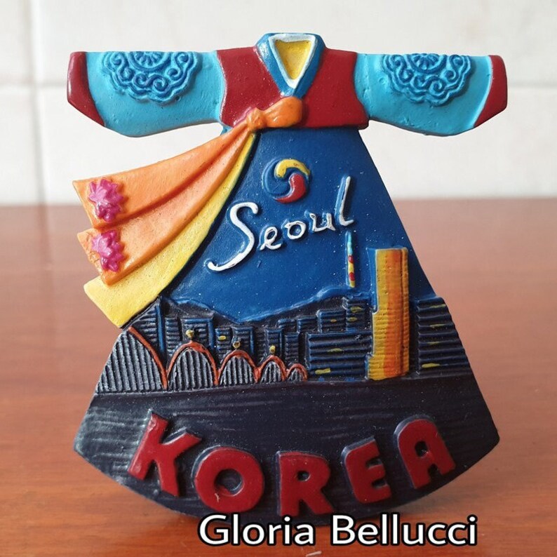 Fridge Magnet South Korea, Seoul Landmark Icon Hanbok, Gwanghwamun 3D ...
