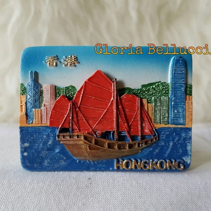 Fridge Magnet China, Hong Kong, Beijing Landmark Icon Junk Boat, Buddha ...
