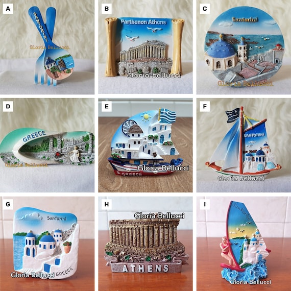 Fridge Magnet Greece Santorini Athens Landmark Icon - Etsy