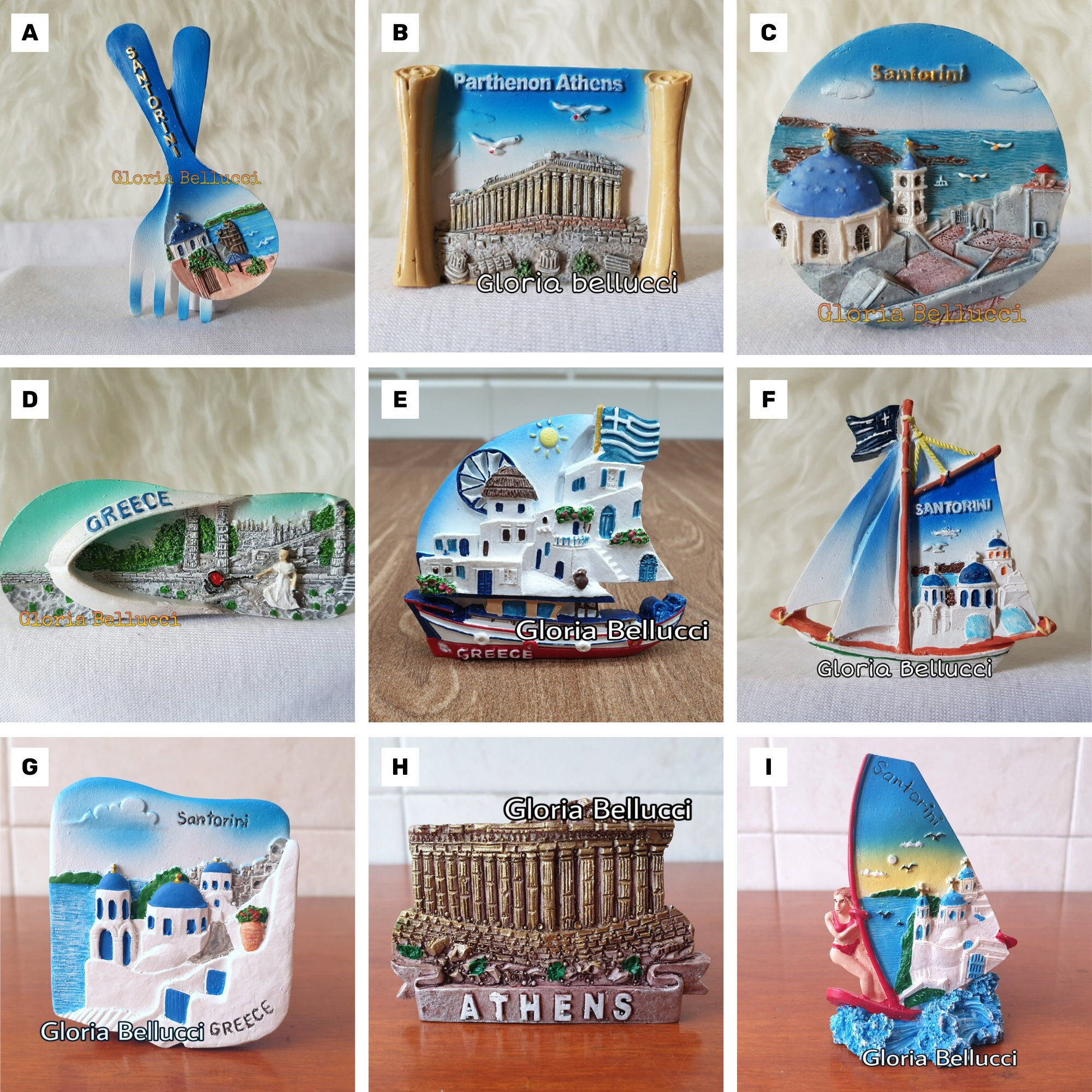 Fridge Magnet Greece, Santorini, Athens Landmark Icon Parthenon ...