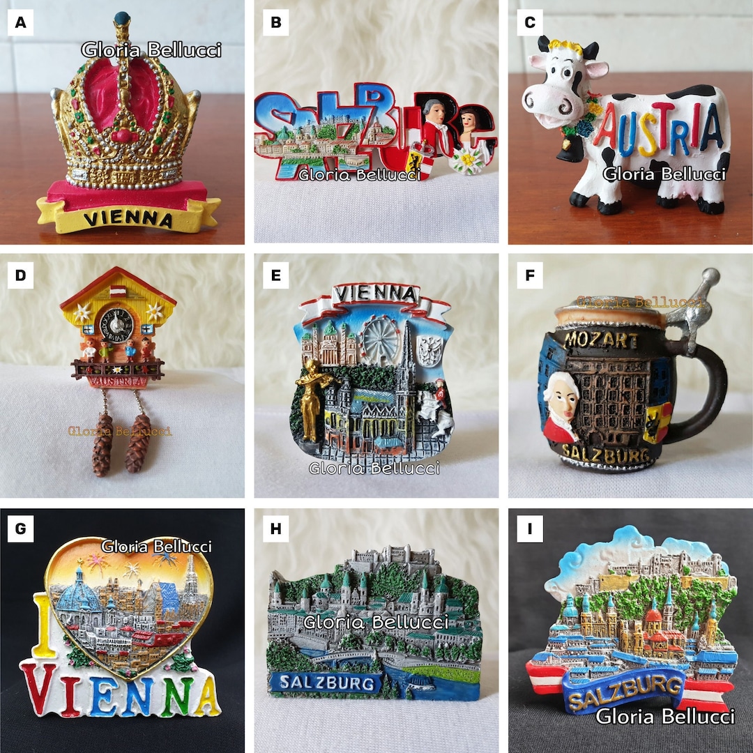 Fridge Magnet Austria, Salzburg, Vienna Landmark Icon Mozart, Cow 3D ...