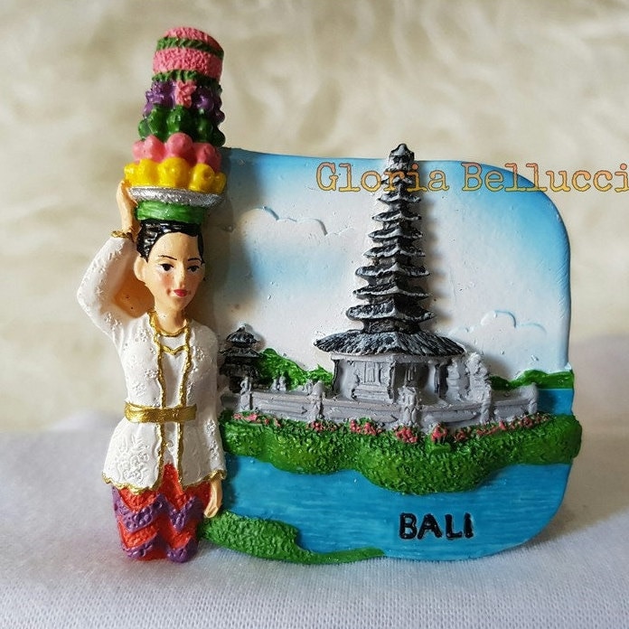 Fridge Magnet Indonesia, Bali Landmark Icon Temple, Barong, Dancer 3D ...