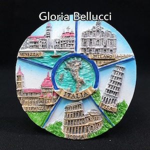 Fridge Magnet Italy, Rome Landmark Icon Pisa Tower, Colosseum 3D Model ...