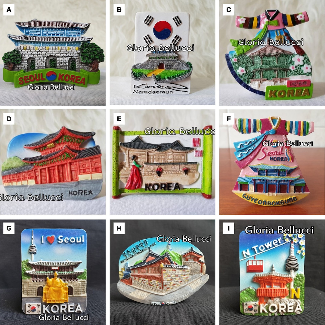 Fridge Magnet South Korea, Seoul, Namdaemun Landmark Icon Hanbok 3D ...