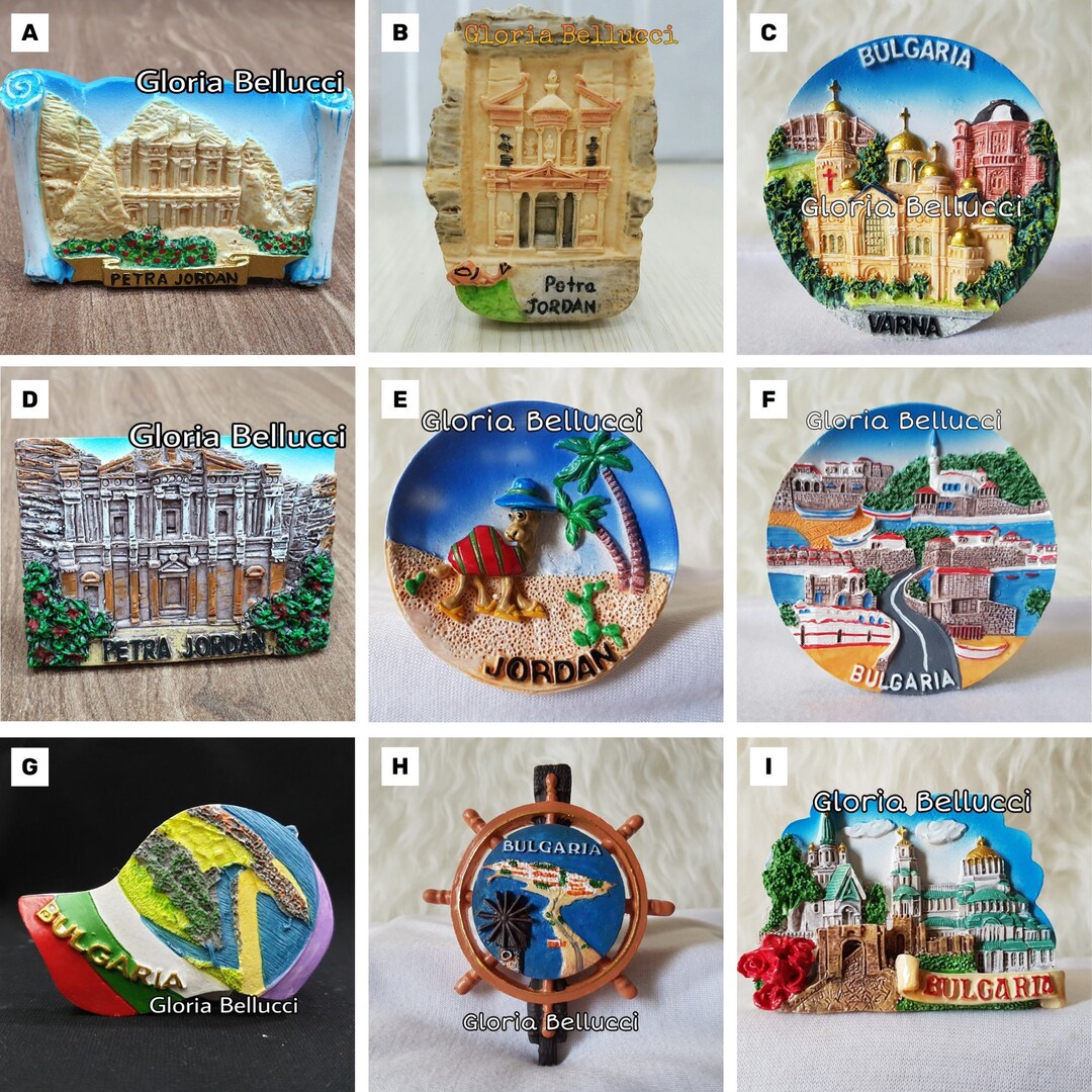 Fridge Magnet Jordan, Bulgaria Landmark Icon Petra, Cathedral 3D Model ...