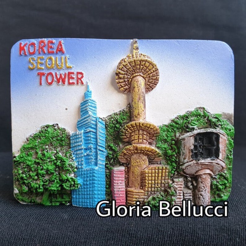 Fridge Magnet South Korea, Jeju Do, Seoul Landmark Icon Tower 3D Model ...