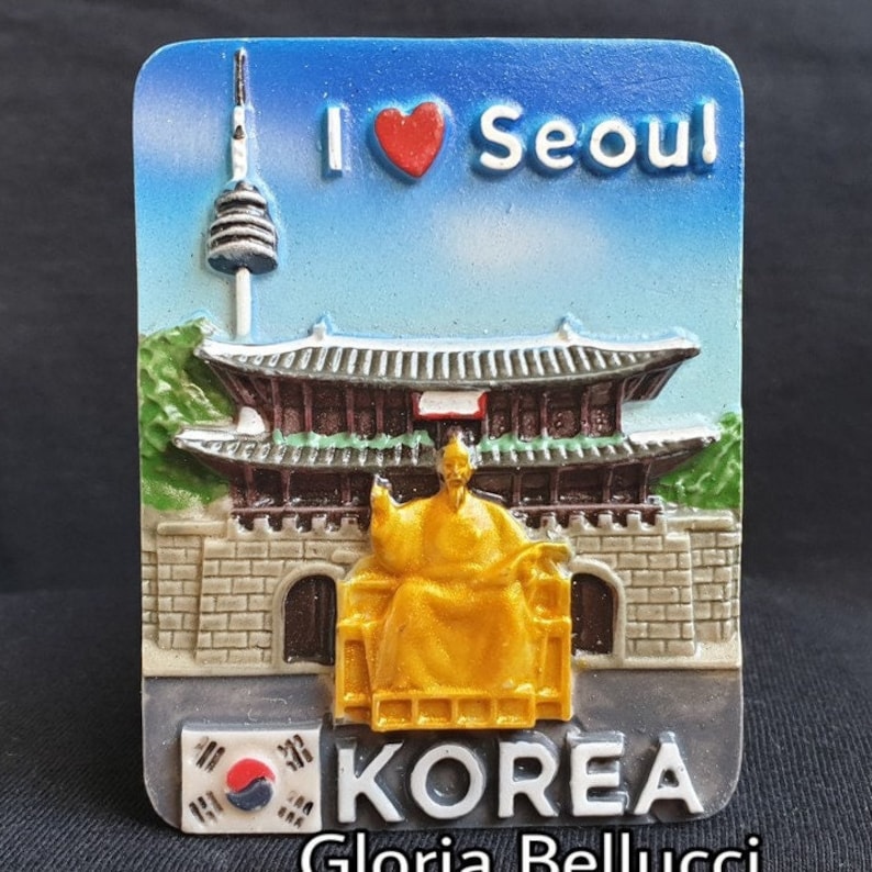 Fridge Magnet South Korea, Seoul, Namdaemun Landmark Icon Hanbok 3D ...
