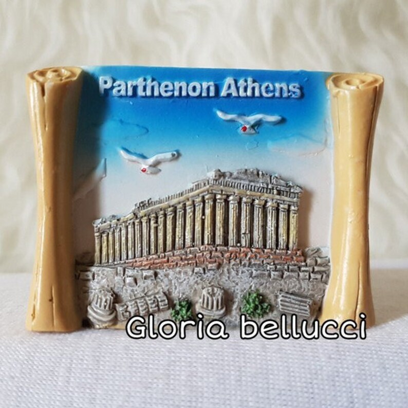 Fridge Magnet Greece, Santorini, Athens Landmark Icon Parthenon ...
