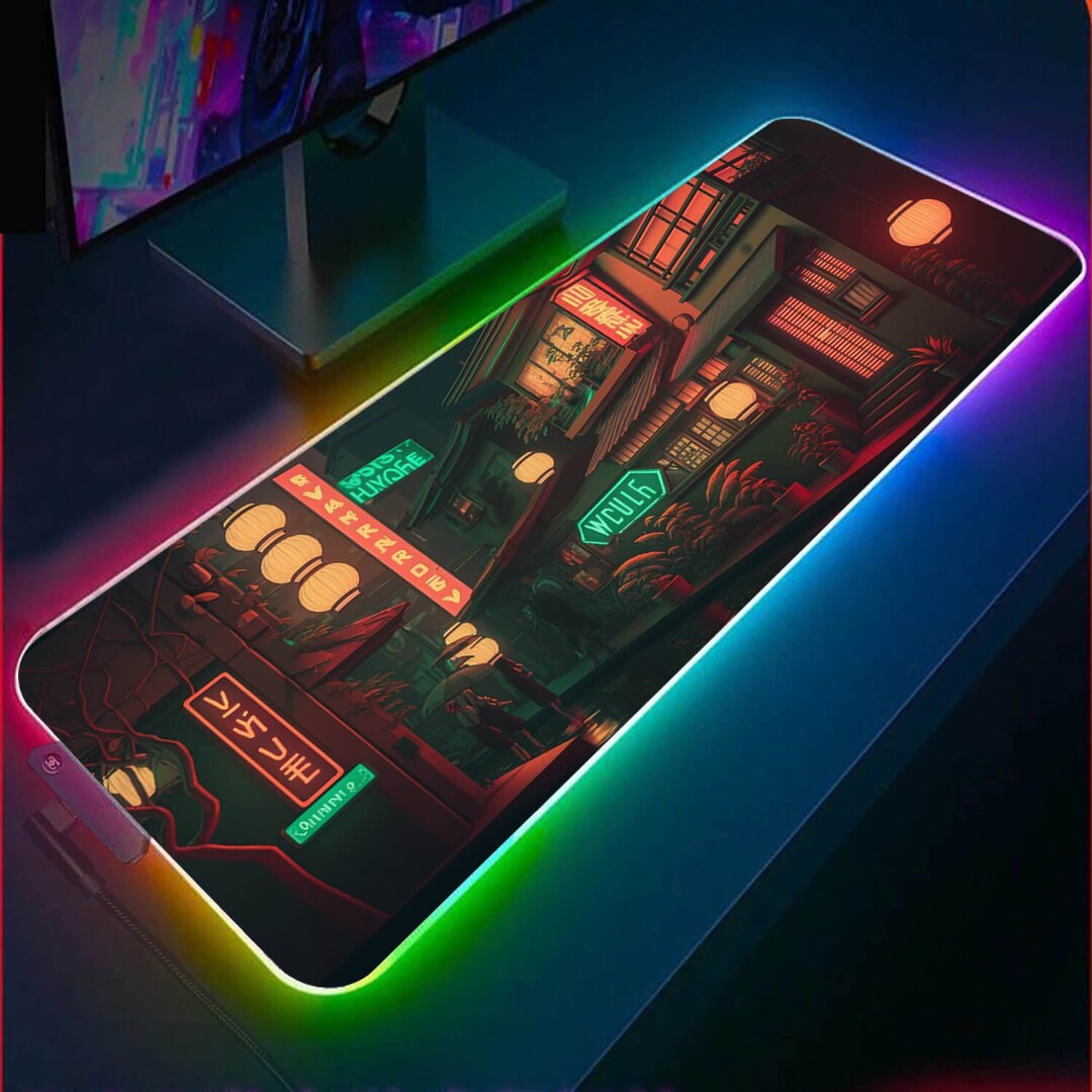 Neon Night City RGB Gaming Mouse Pad3 Patterns,japanese Architecture ...