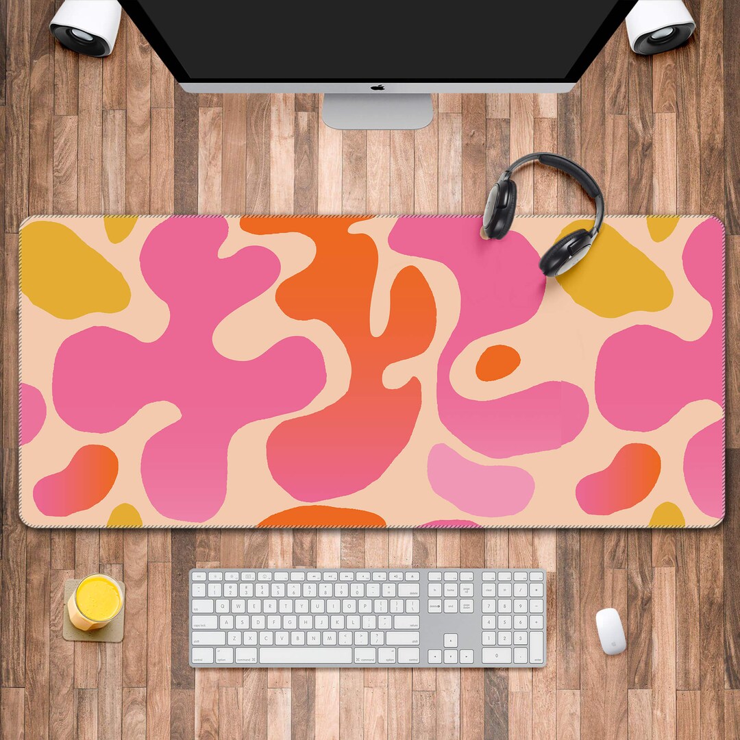 Pink Desk Mat Modern Abstract Large Mouse Pad XXL Cute Desk Pad ...