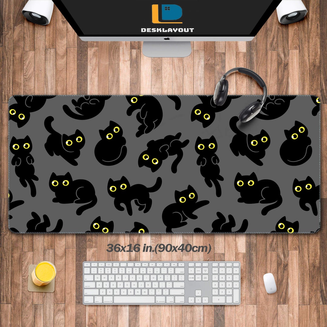Kawaii Cat Computer Desk Mat, Kitty Lover XXL Mousepad, Cute Puppy Desk ...