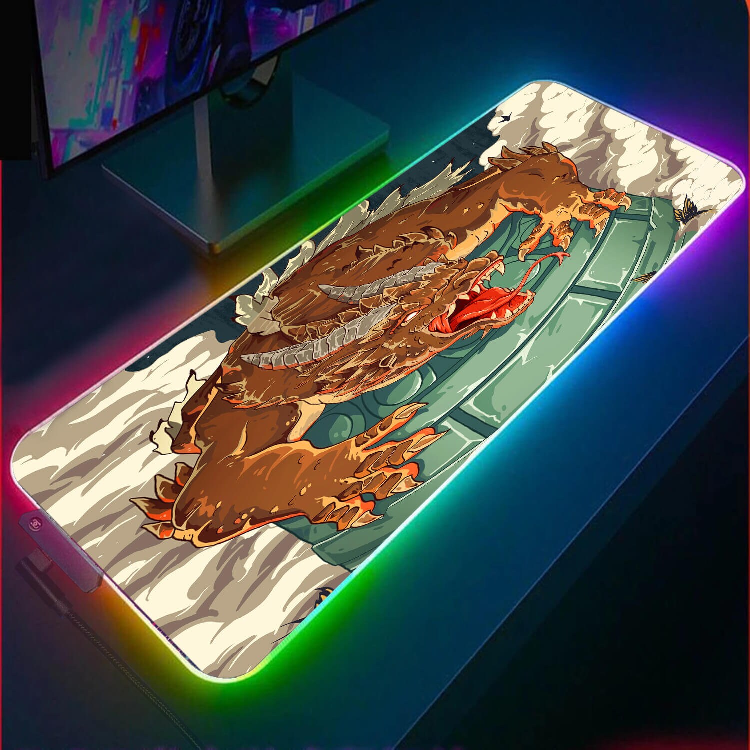 Oriental Pulao Dragon Gaming Desk Pad,RGB Gaming Mouse Pad, Mythology ...