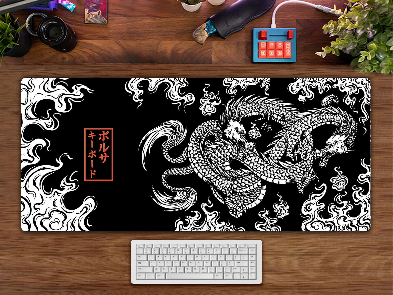 Oriental Japanese Dragon Gaming Desk Pad RGB Gaming Mouse Pad, City LED ...