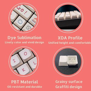 132pcs Cute Graffiti Keycap Set, XDA Profile, Artisan Keycaps for ...