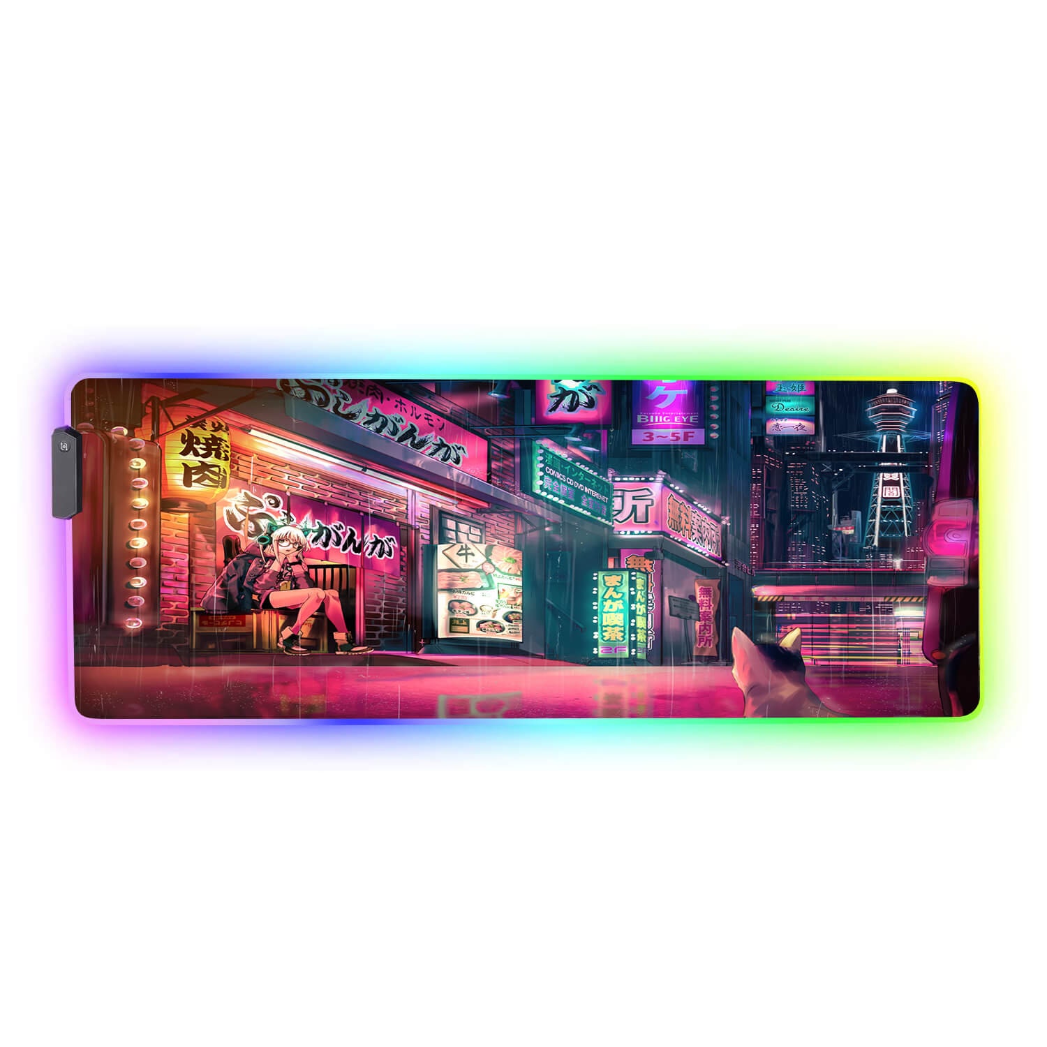 Vaporwave Japan Street RGB Gaming Mouse Pad