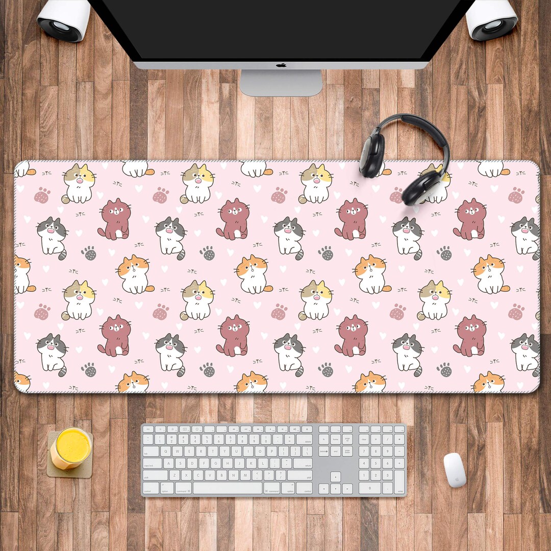 Anime Kawaii Cat Desk Pad Cute Kitty Mouse Pad XXL XL Large - Etsy