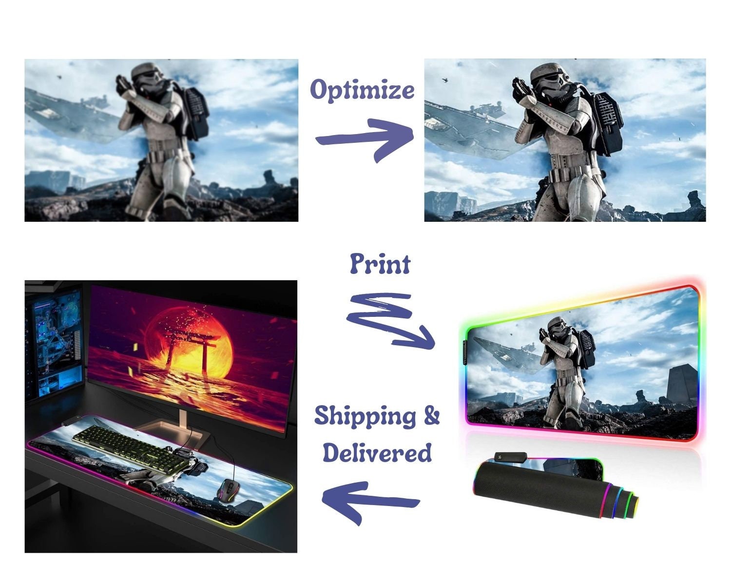 Custom RGB Gaming Mouse Pad, Personalized Gaming Desk Mat, Customized ...