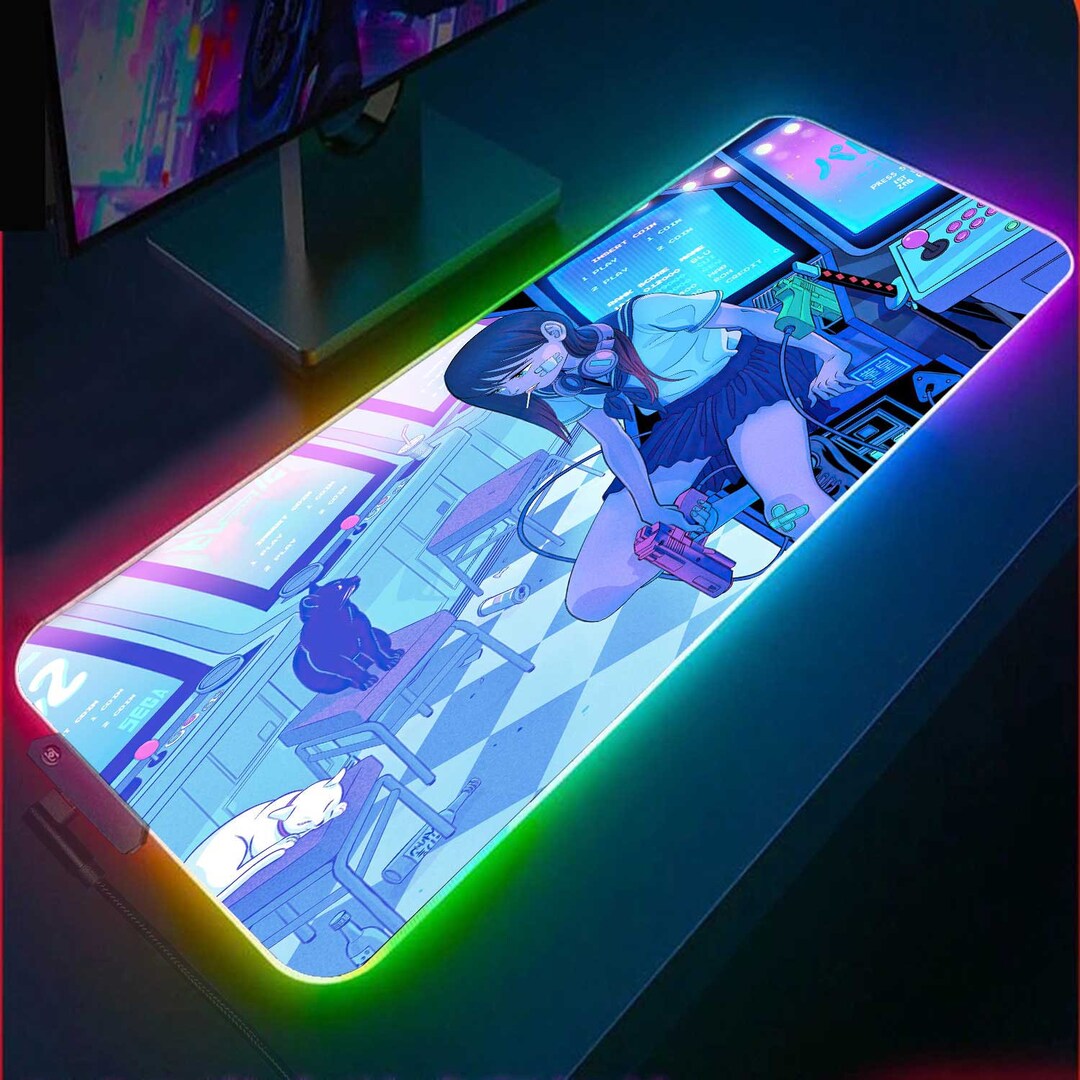 Cyberpunk Girl Gaming Desk Pad Japanese Gaming Mouse Pad, Anime Gaming ...