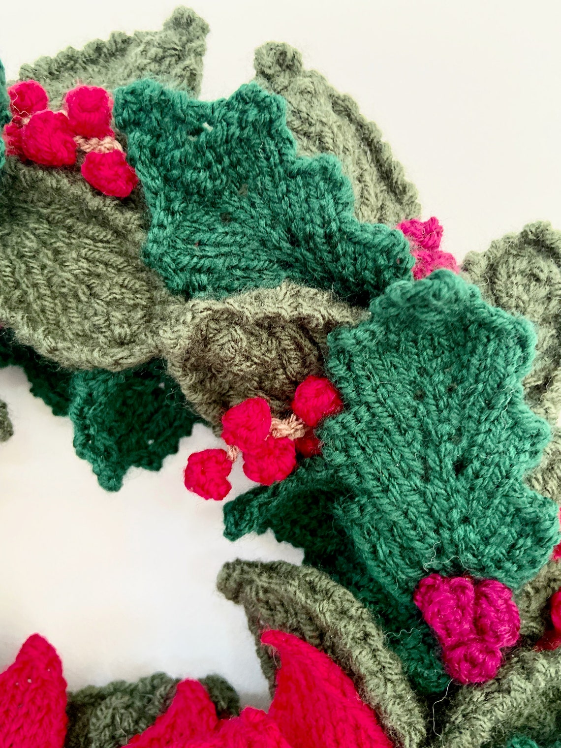 Poinsettia Christmas Floral Wreath Knitting Pattern - Etsy