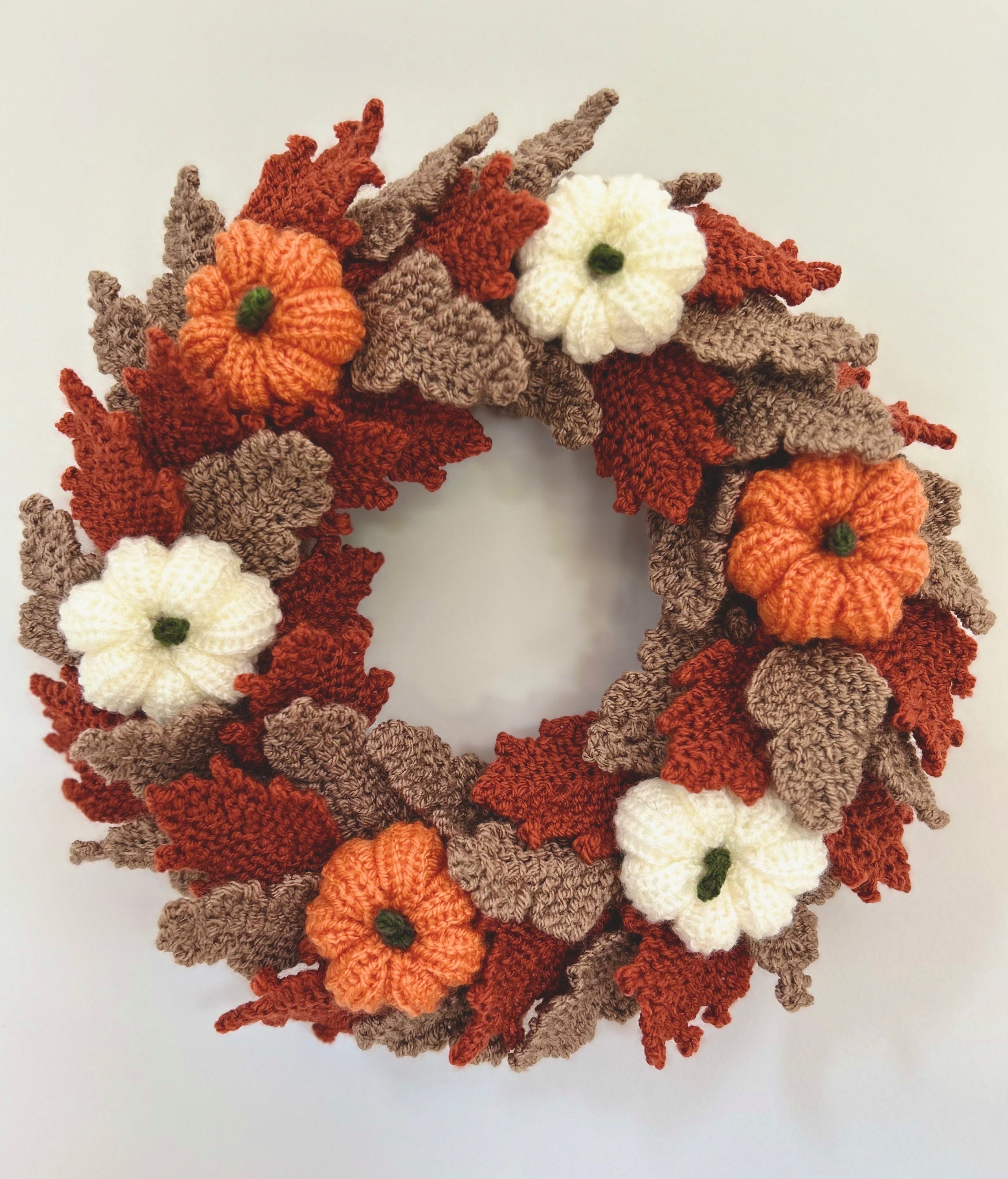 Autumnal Pumpkin Squash Wreath Knitting Pattern - Etsy UK