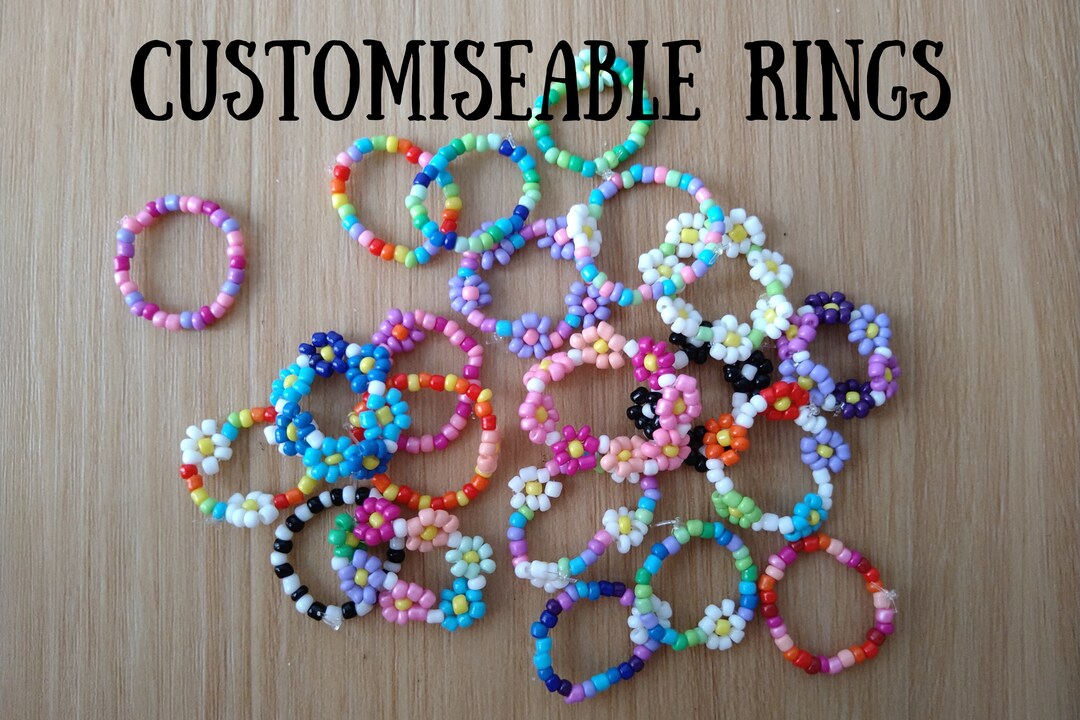 Customisable Preppy Stackable Beaded Rings - Etsy Australia