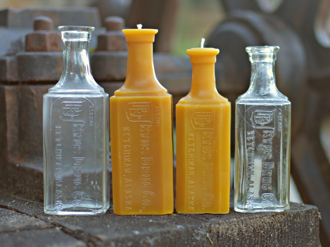 Antique Bottle Candles | 100% Pure Beeswax | Handcrafted in Alaska From ...