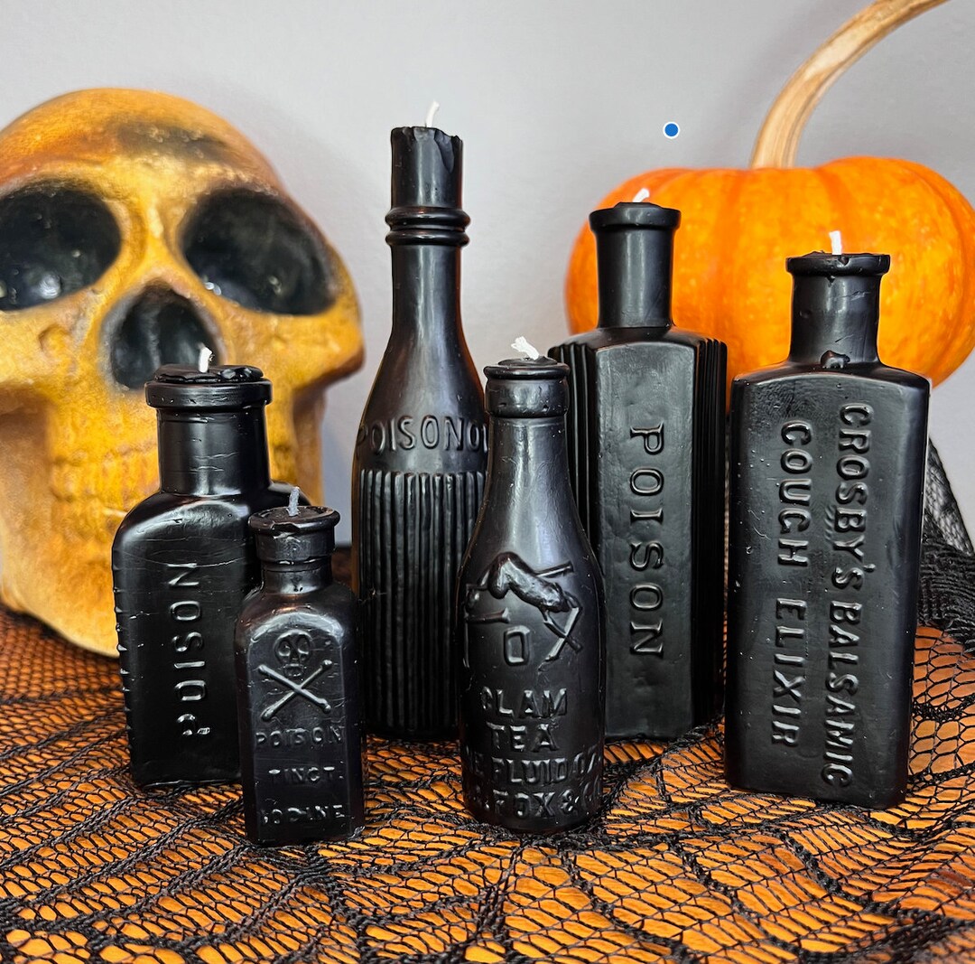 Beeswax Candle Set - Antique Black 'poison' Halloween - Etsy