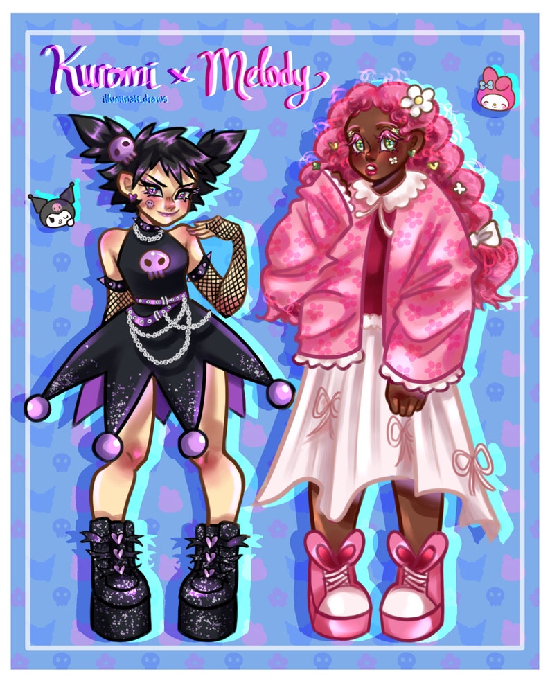 Kuromi & My Melody Human Design Print - Etsy Canada