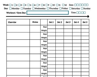 My Training Tracker | Digital Downloadable 12 Week Gym Tracker ...