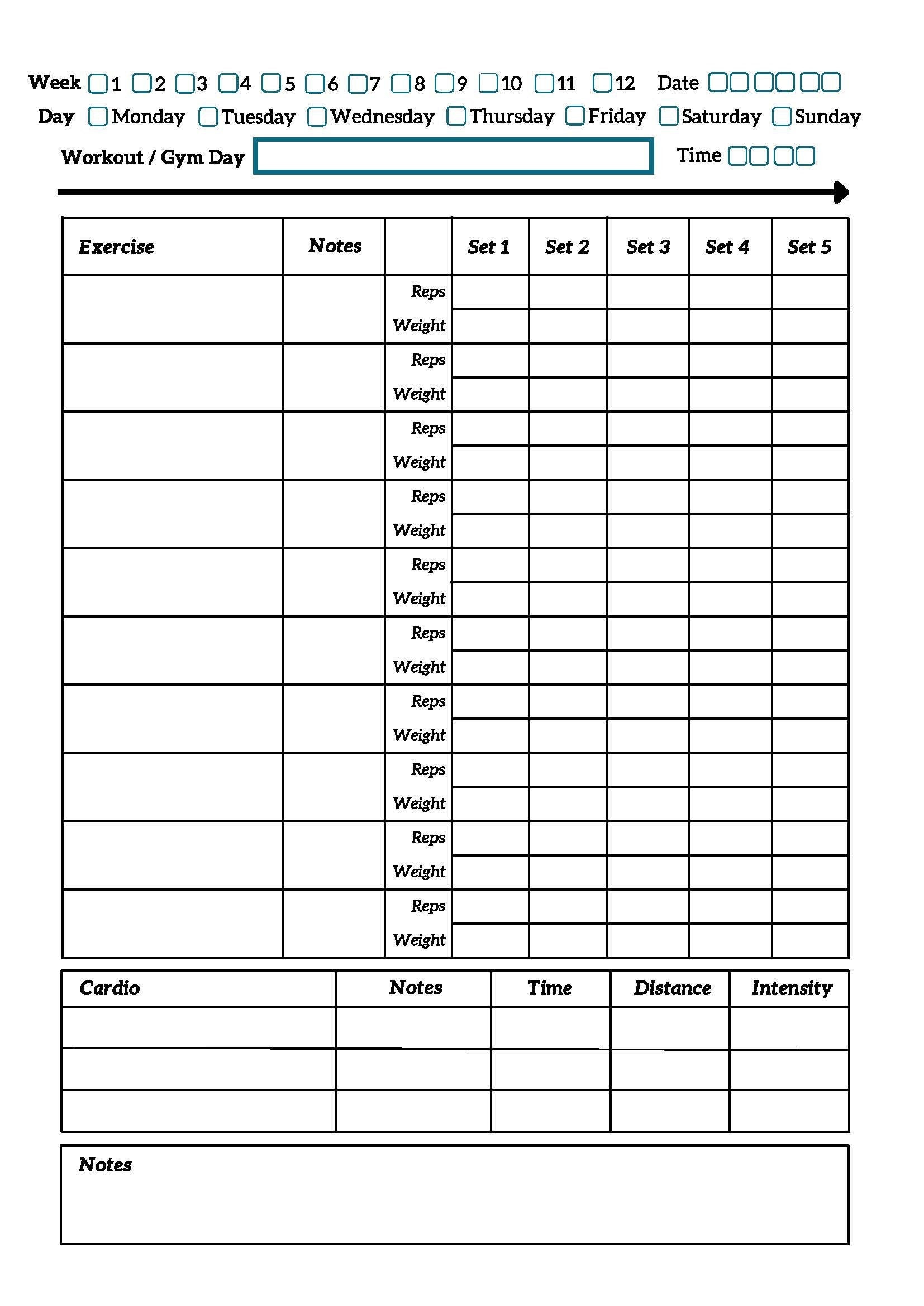 My Training Tracker | Digital Downloadable 12 Week Gym Tracker With ...