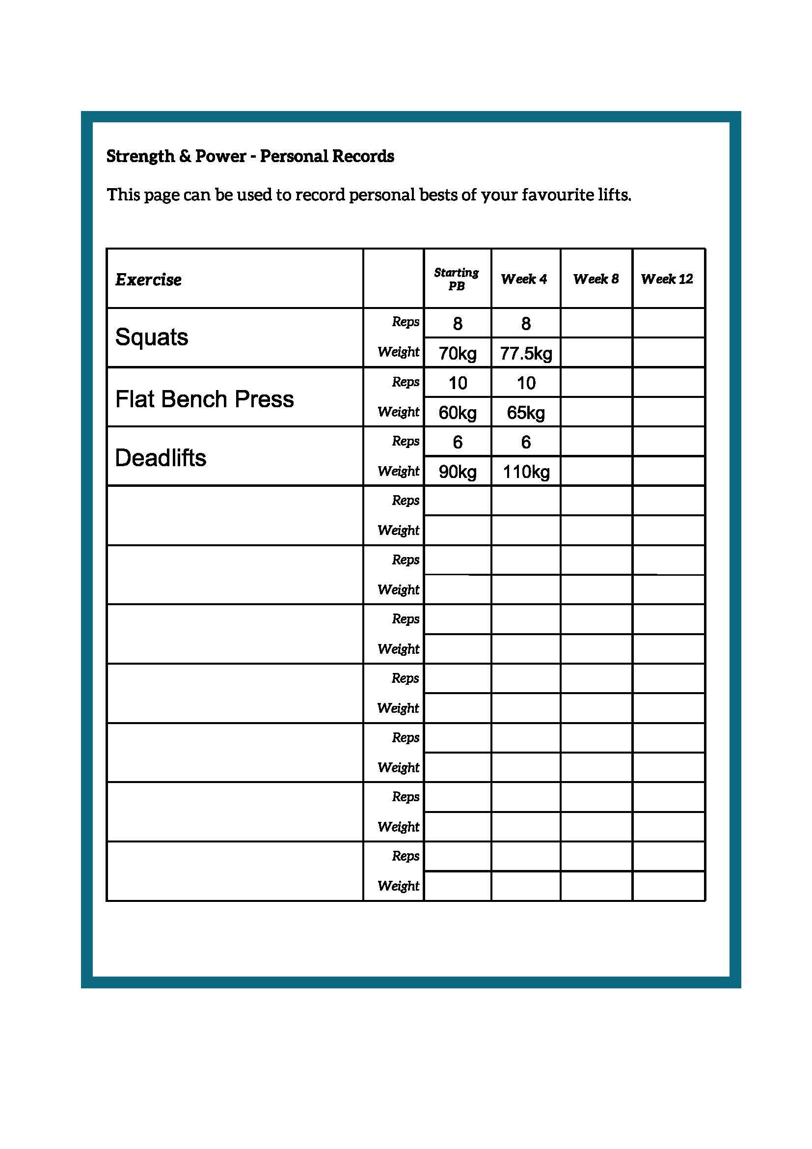 12 Week Gym Training Tracker | Strength & Fitness Ebook (digital ...