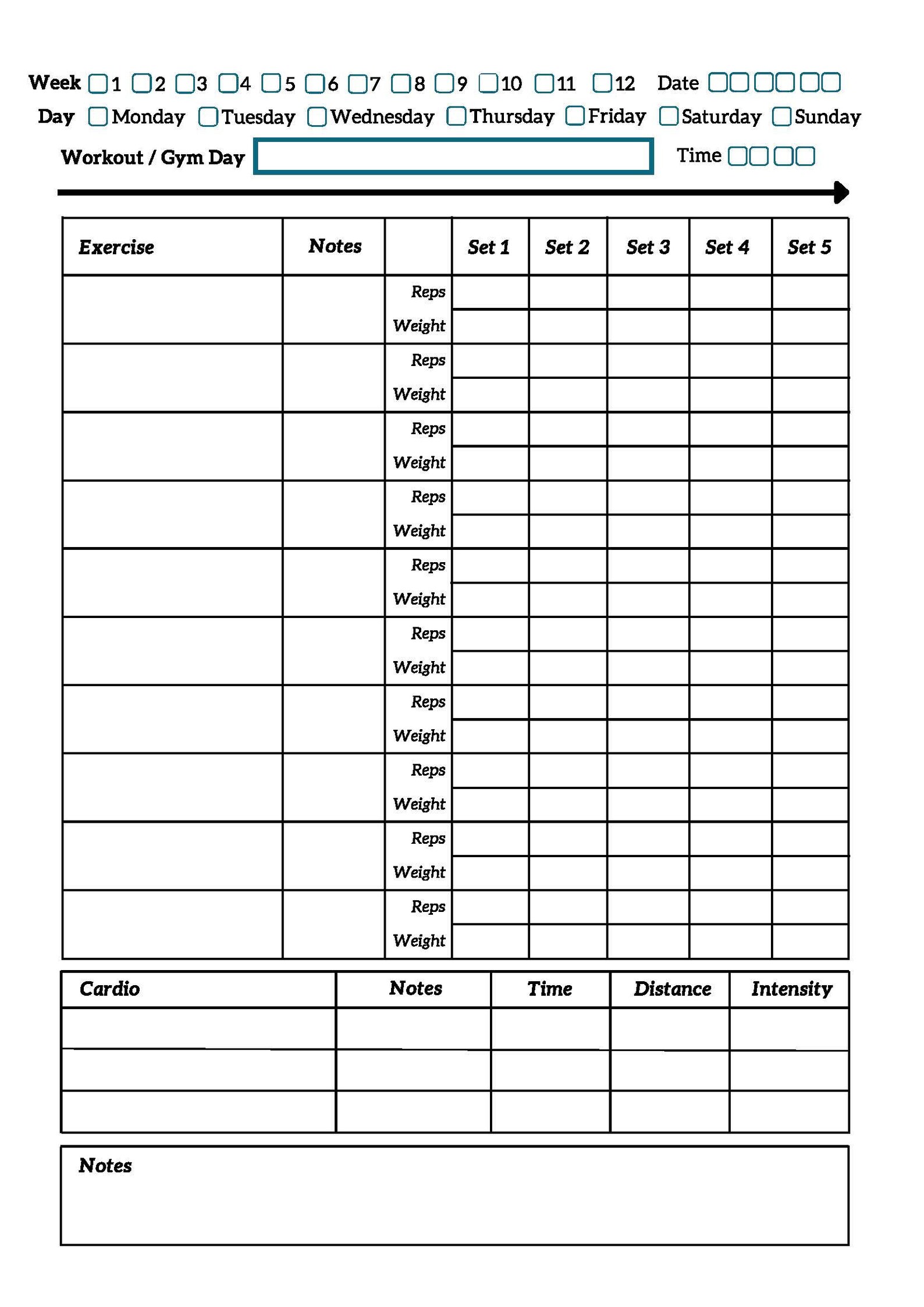 My Training Tracker Digital Downloadable 12 Week Gym Tracker - Etsy