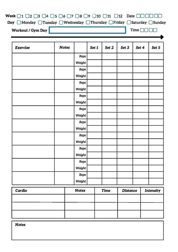 My Training Tracker Digital Downloadable 12 Week Gym Tracker - Etsy